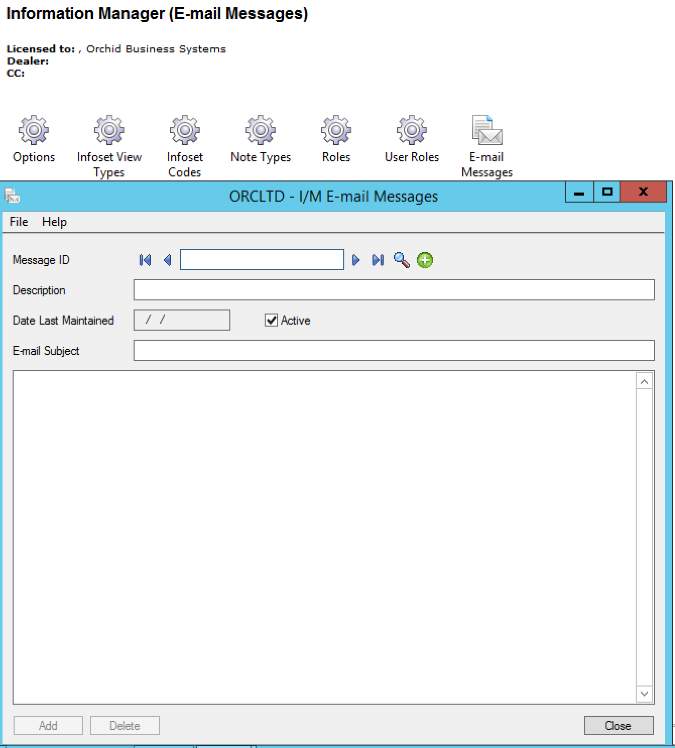 Email Messages Setup