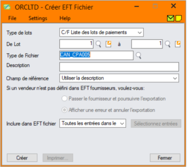 Utiliser EFT Processing