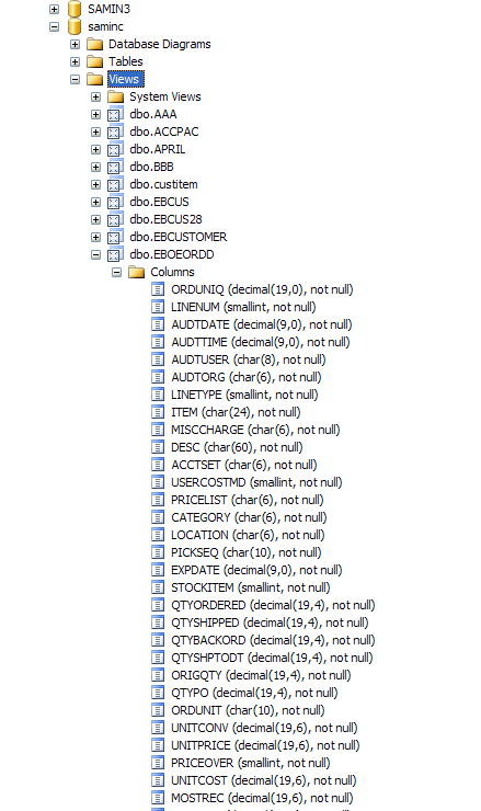 Example using OE Order Details