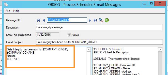 PS Schedule - Data Integrity Action